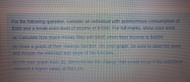 Solved For the following question, consider an individual | Chegg.com