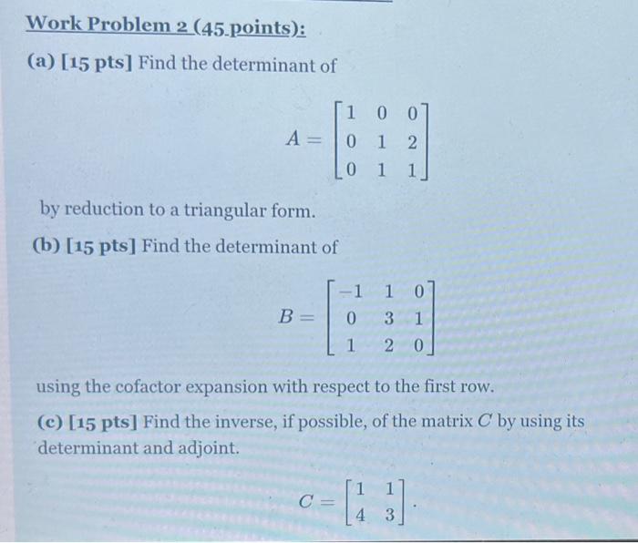 Solved Work Problem 2 (45.points): (a) (15 pts] Find the | Chegg.com