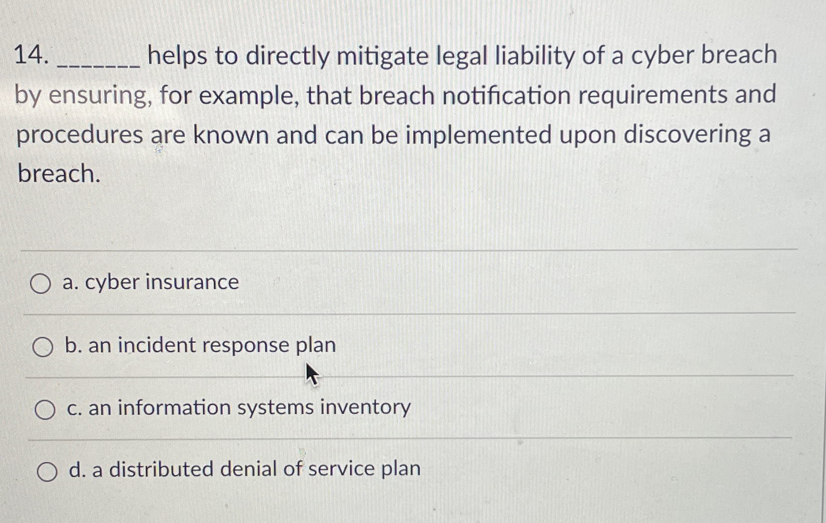 Solved ﻿helps to directly mitigate legal liability of a | Chegg.com