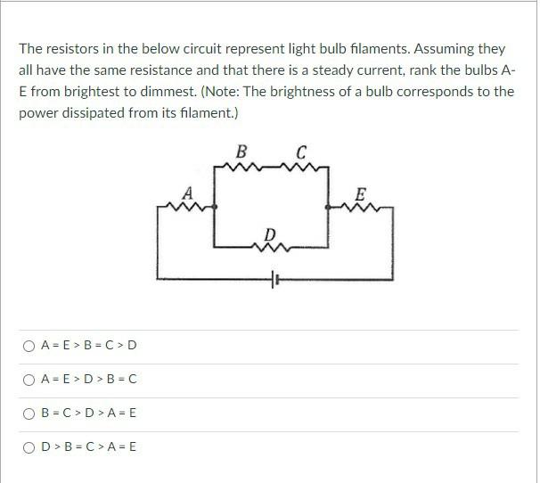 Solved The resistors in the below circuit represent light | Chegg.com