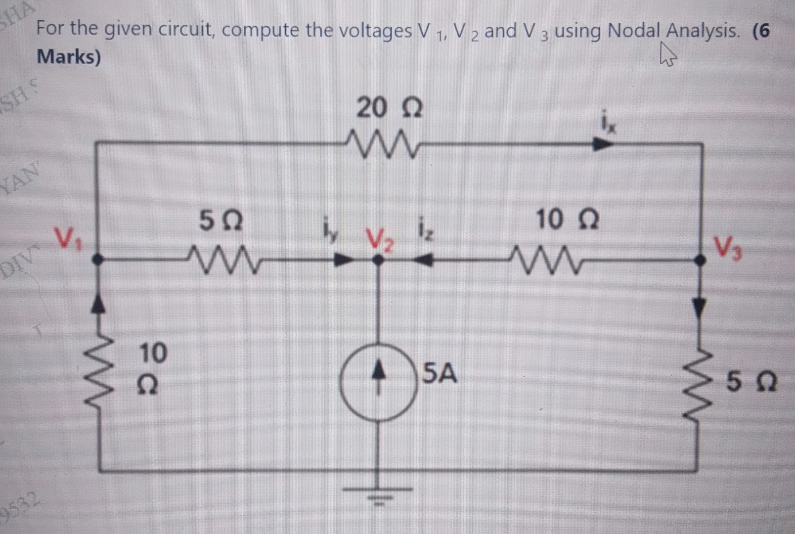 Solved For the given circuit, compute the voltages V1,V2 | Chegg.com