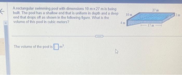 Solved A rectangular swimming pool with dimensions 10 m×27 m | Chegg.com