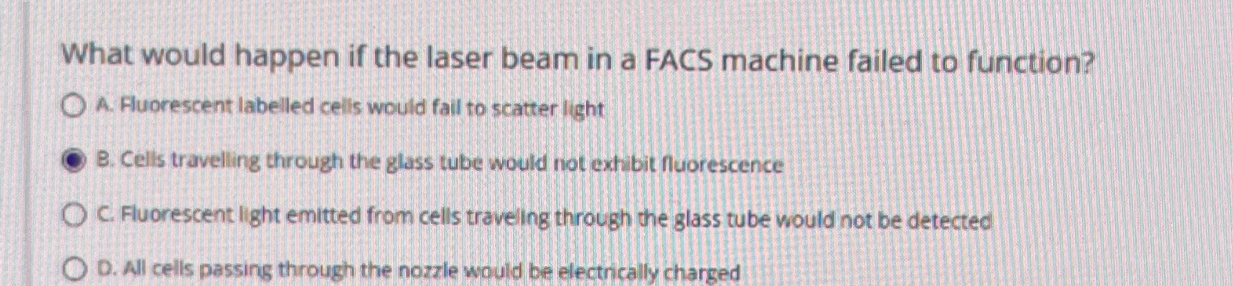 Solved What would happen if the laser beam in a FACS machine | Chegg.com