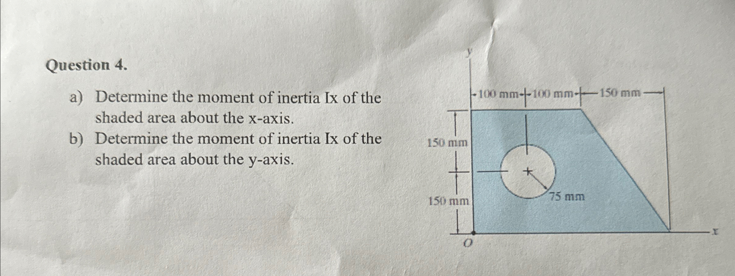 Solved Question 4.a) ﻿Determine the moment of inertia Ix of | Chegg.com