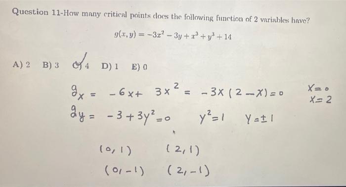 Solved Question 11-How many critical points does the | Chegg.com