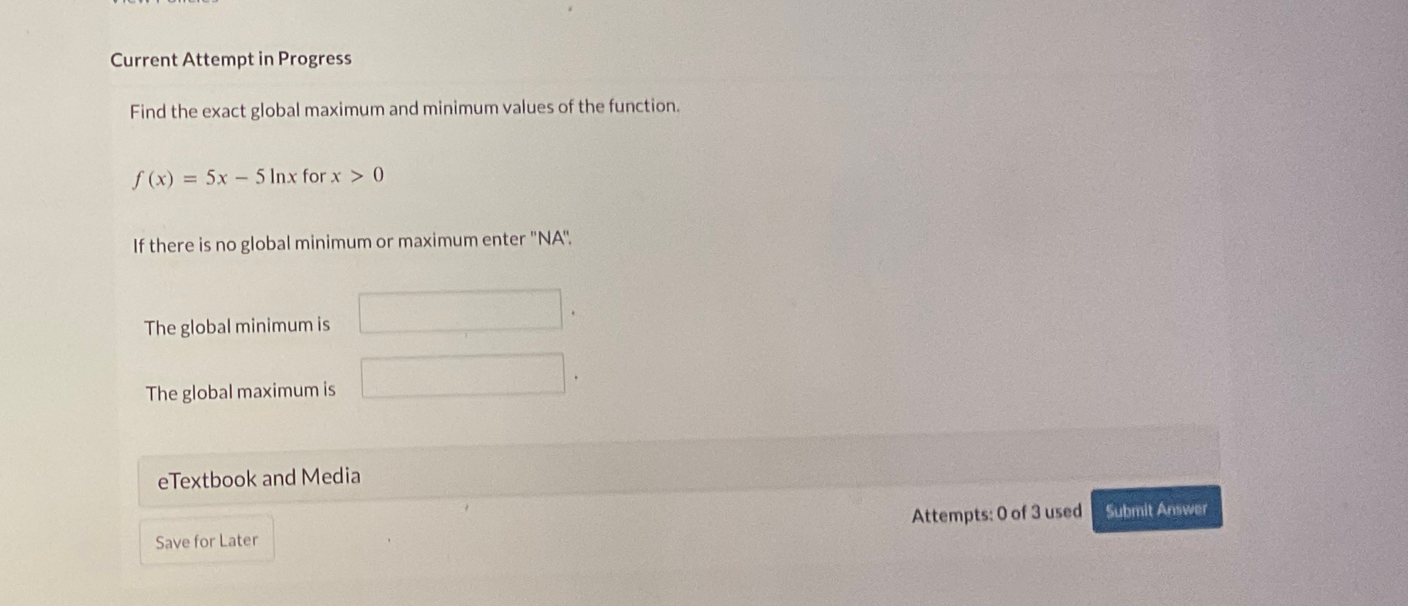 Solved Current Attempt in ProgressFind the exact global | Chegg.com