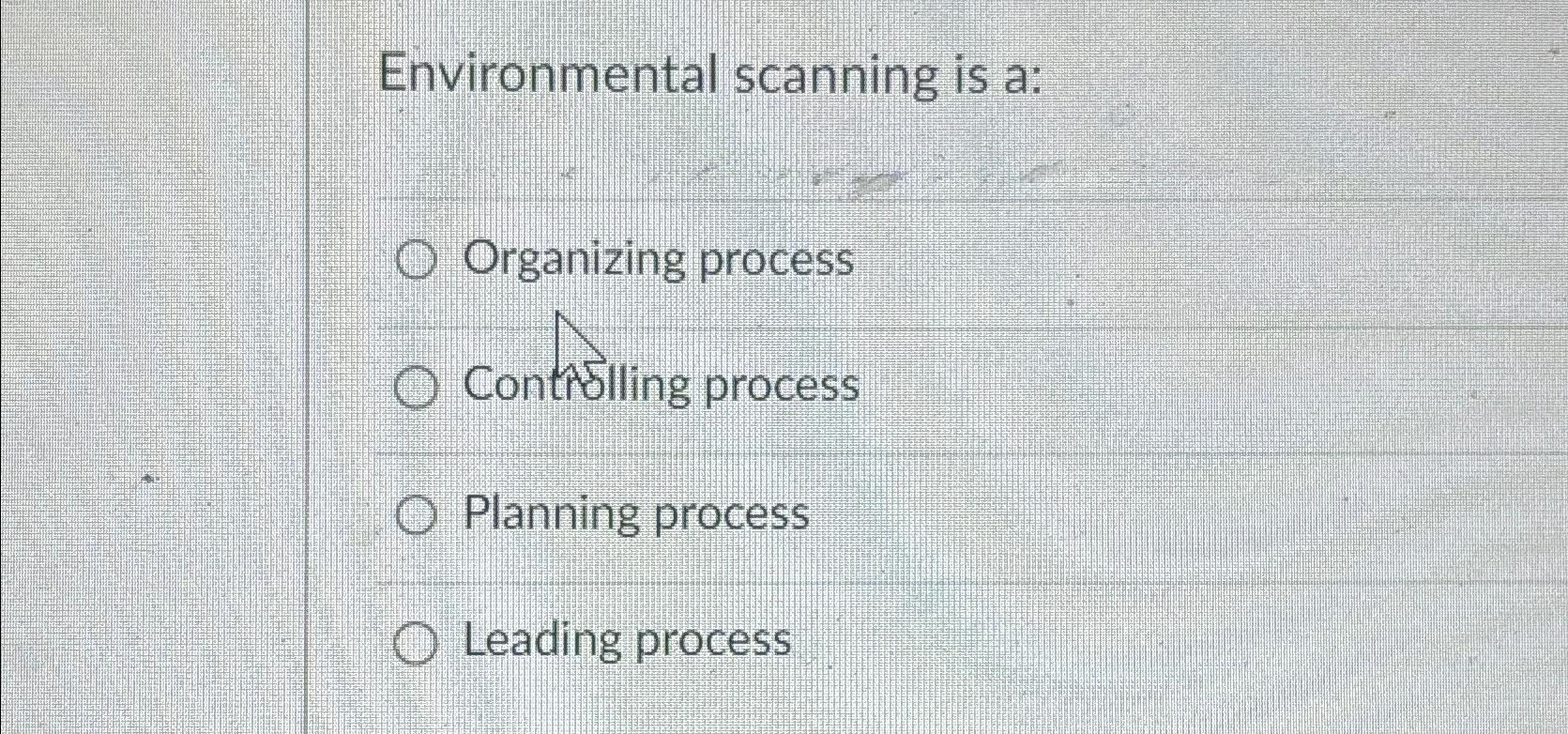 Solved Environmental scanning is a:Organizing | Chegg.com