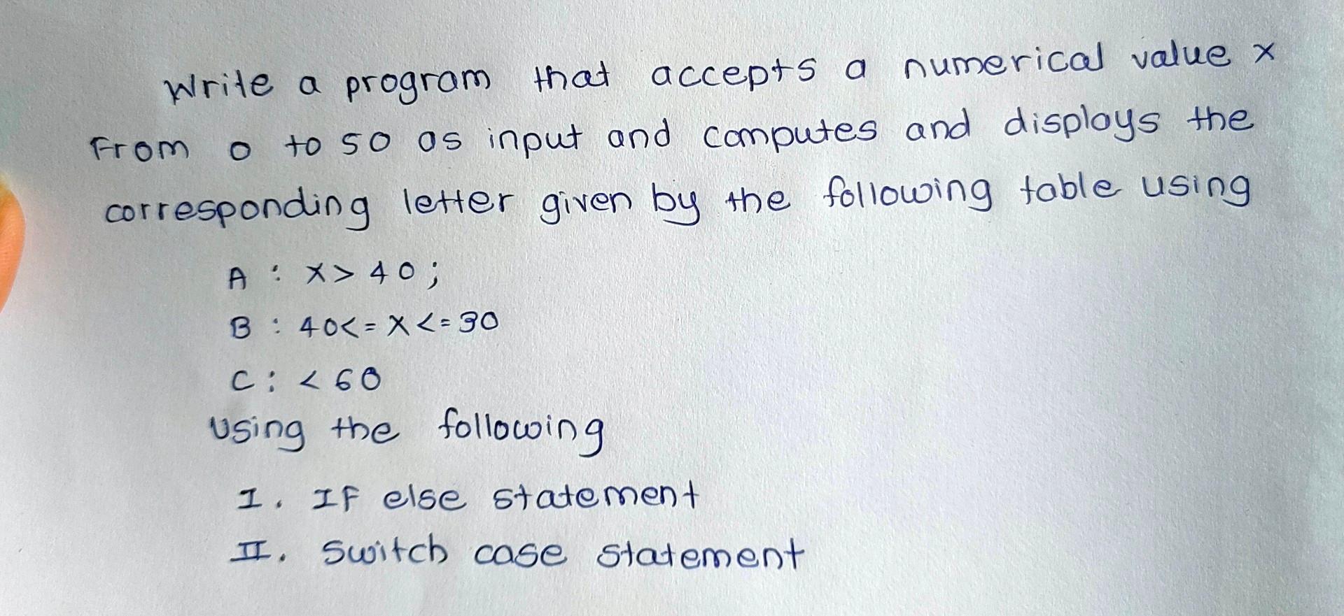 Solved Write a program that accepts a numerical value x From | Chegg.com Solved Write a program that accepts a numerical value x From | Chegg.com