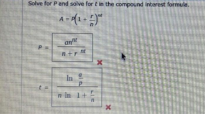 Solved Solve for P and solve for t in the compound interest | Chegg.com