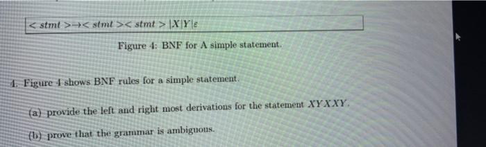 Solved XİYE Figure 4: BNF for A simple statement. 1. | Chegg.com