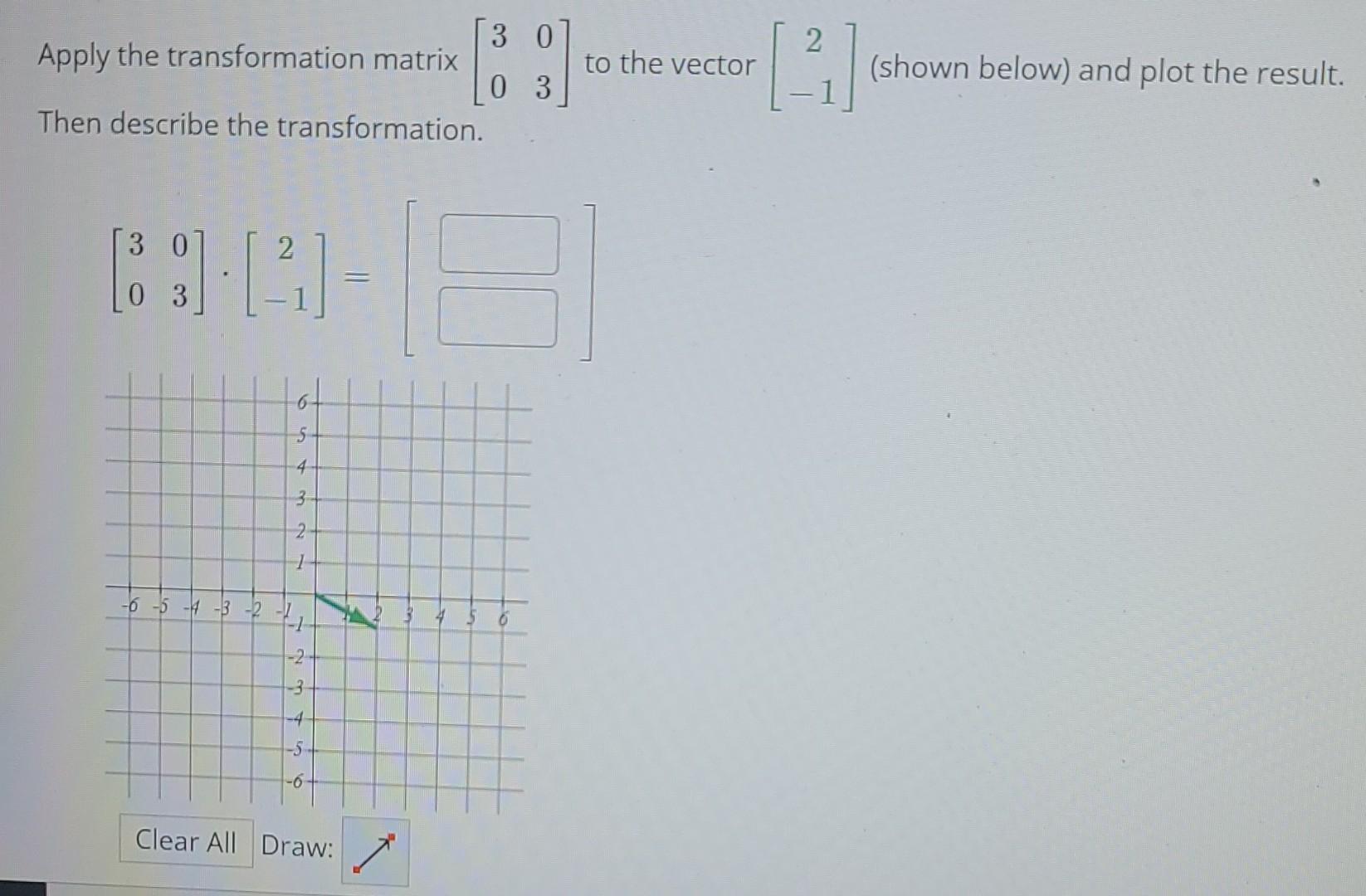 Solved Apply the transformation matrix 19 to the vector | Chegg.com