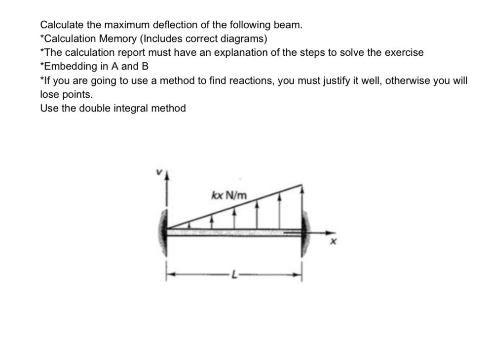 Solved Calculate the maximum deflection of the following | Chegg.com