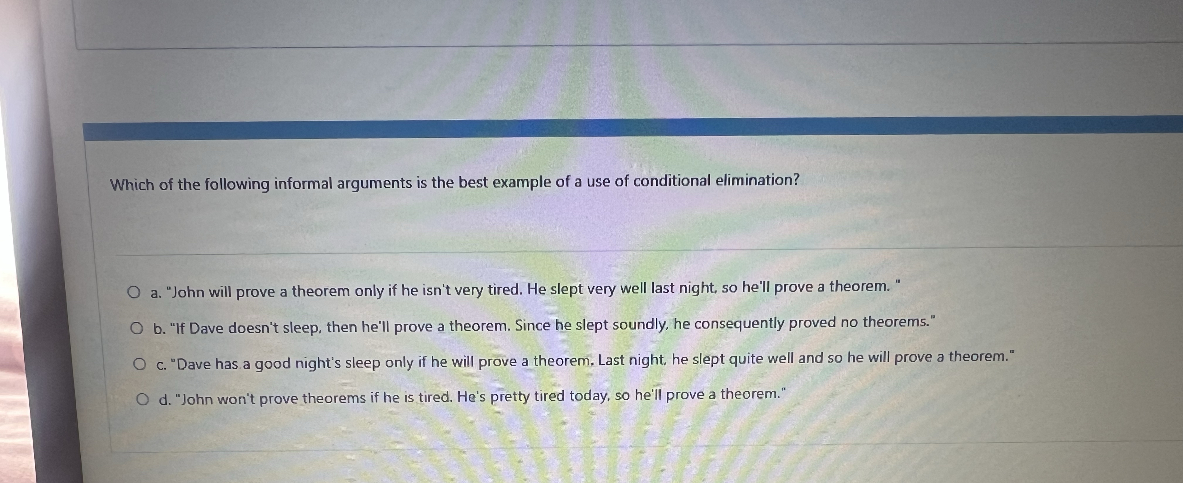 Solved Which of the following informal arguments is the best | Chegg.com