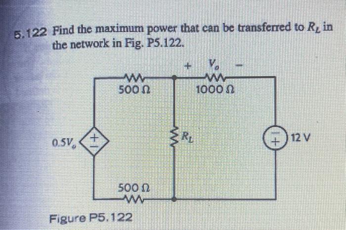 Solved 5.122 Find the maximum power that can be transferred | Chegg.com
