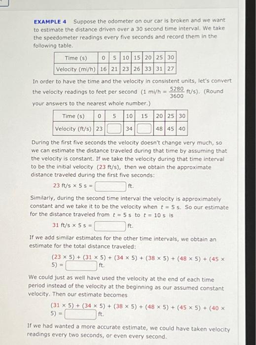 Solved EXAMPLE 4 Suppose the odometer on our car is broken | Chegg.com