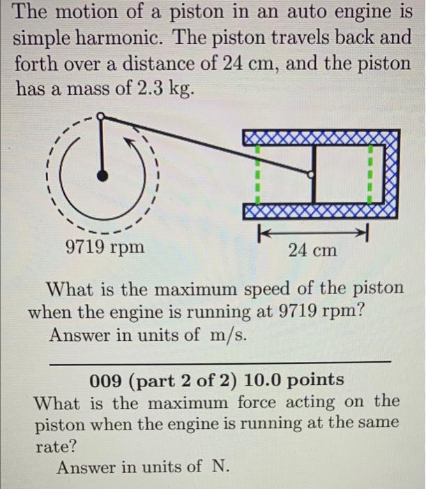 Solved The motion of a piston in an auto engine is simple | Chegg.com