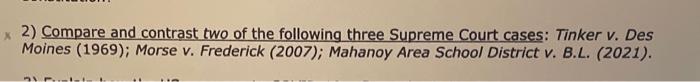 Solved 2) Compare and contrast two of the following three | Chegg.com
