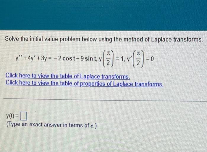 Solved Solve the initial value problem below using the | Chegg.com