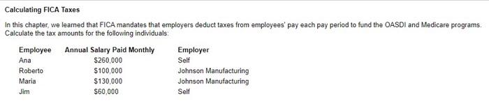 Solved Calculating FICA Taxes In this chapter, we learned | Chegg.com