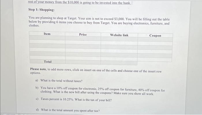 Solved You received $10,000. You are shopping at Target | Chegg.com