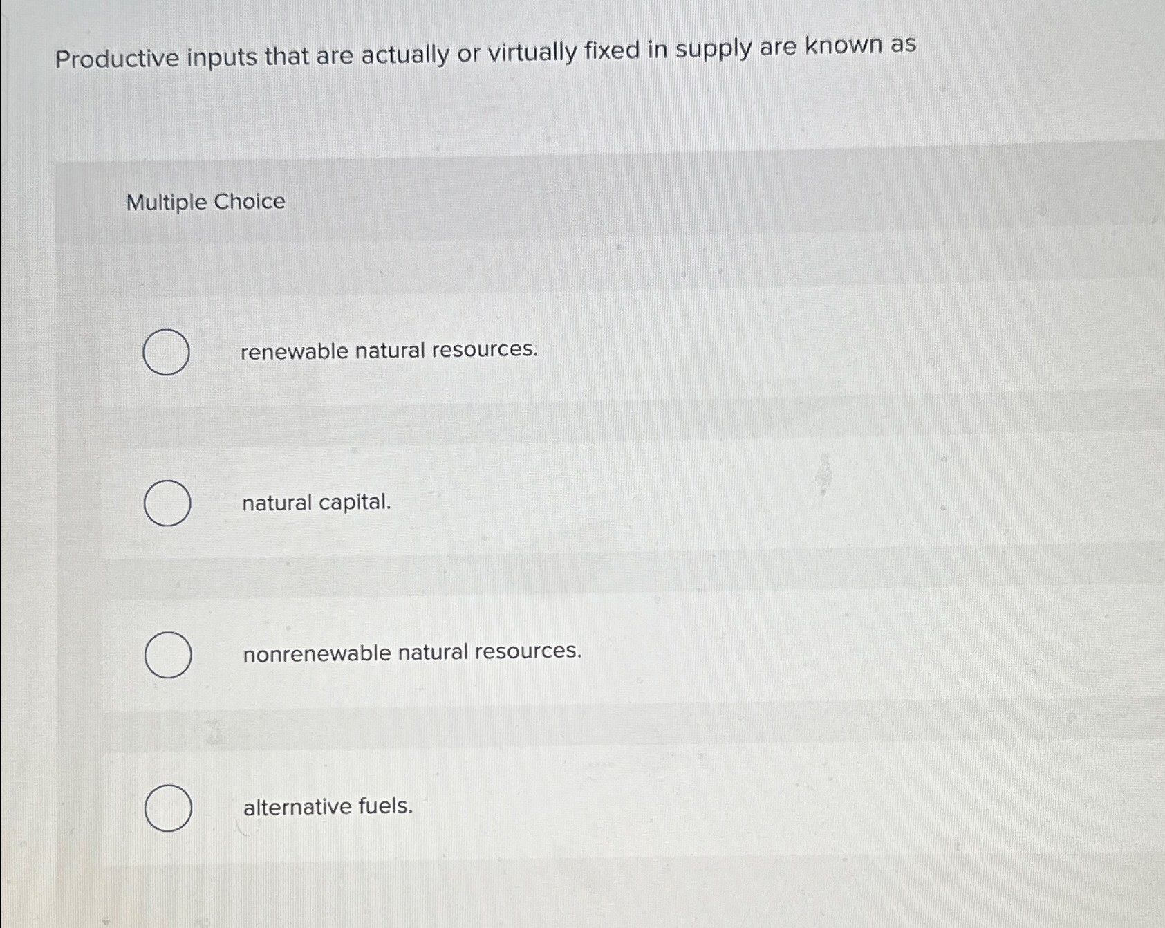 Solved Productive inputs that are actually or virtually | Chegg.com
