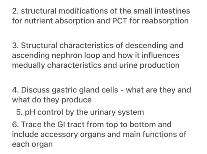 Solved 2. structural modifications of the small intestines | Chegg.com