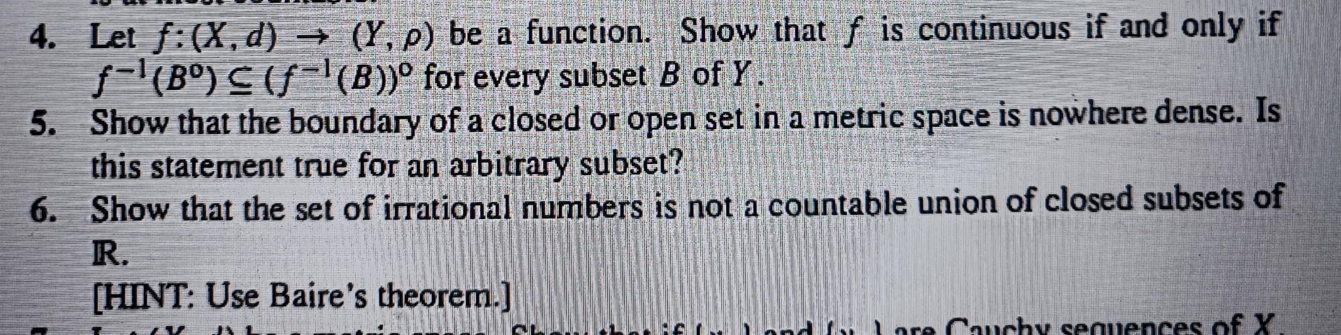 Solved 4. Let f:(X,d)→(Y,ρ) be a function. Show that f is | Chegg.com