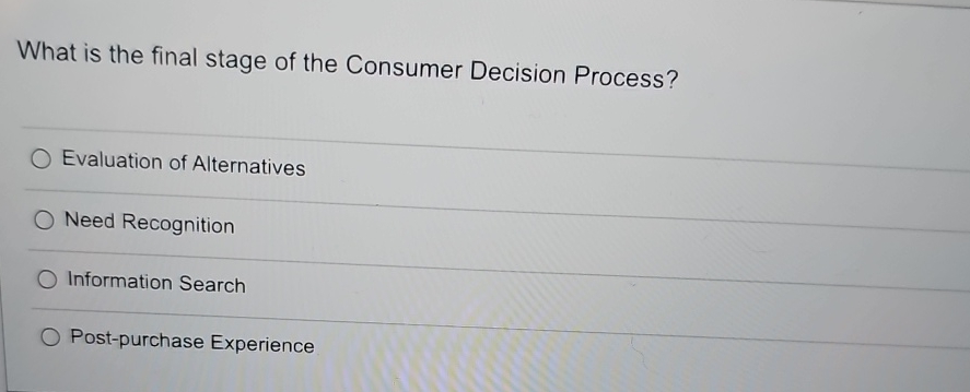 Solved What is the final stage of the Consumer Decision | Chegg.com