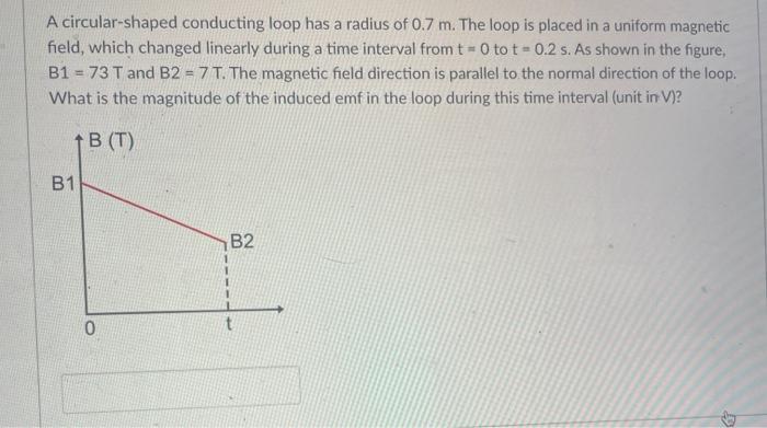 Solved A circular-shaped conducting loop has a radius of 0.7 | Chegg.com