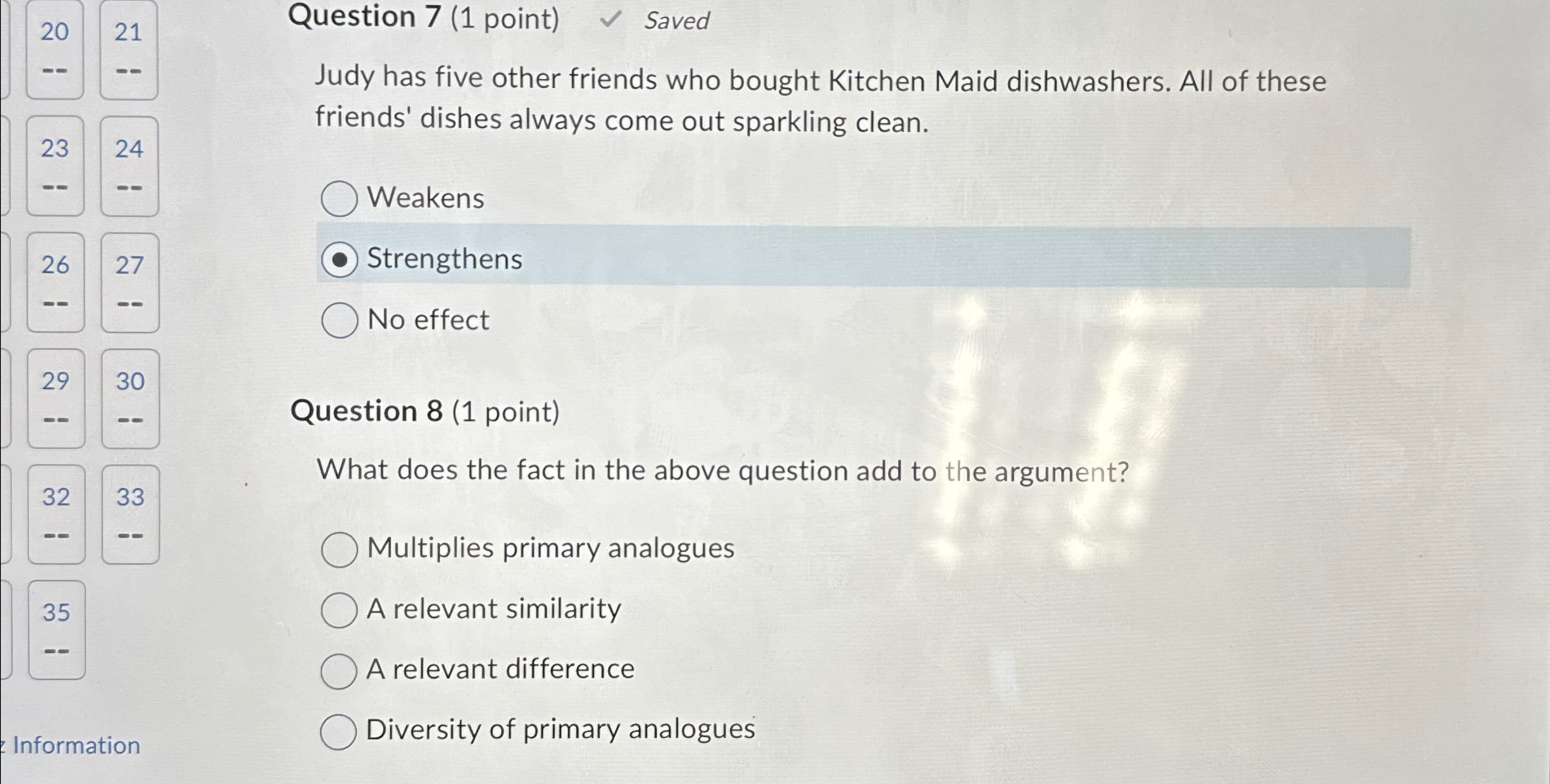 Solved 20,21, ﻿Question 7 (1 ﻿point) ﻿SavedJudy has five | Chegg.com