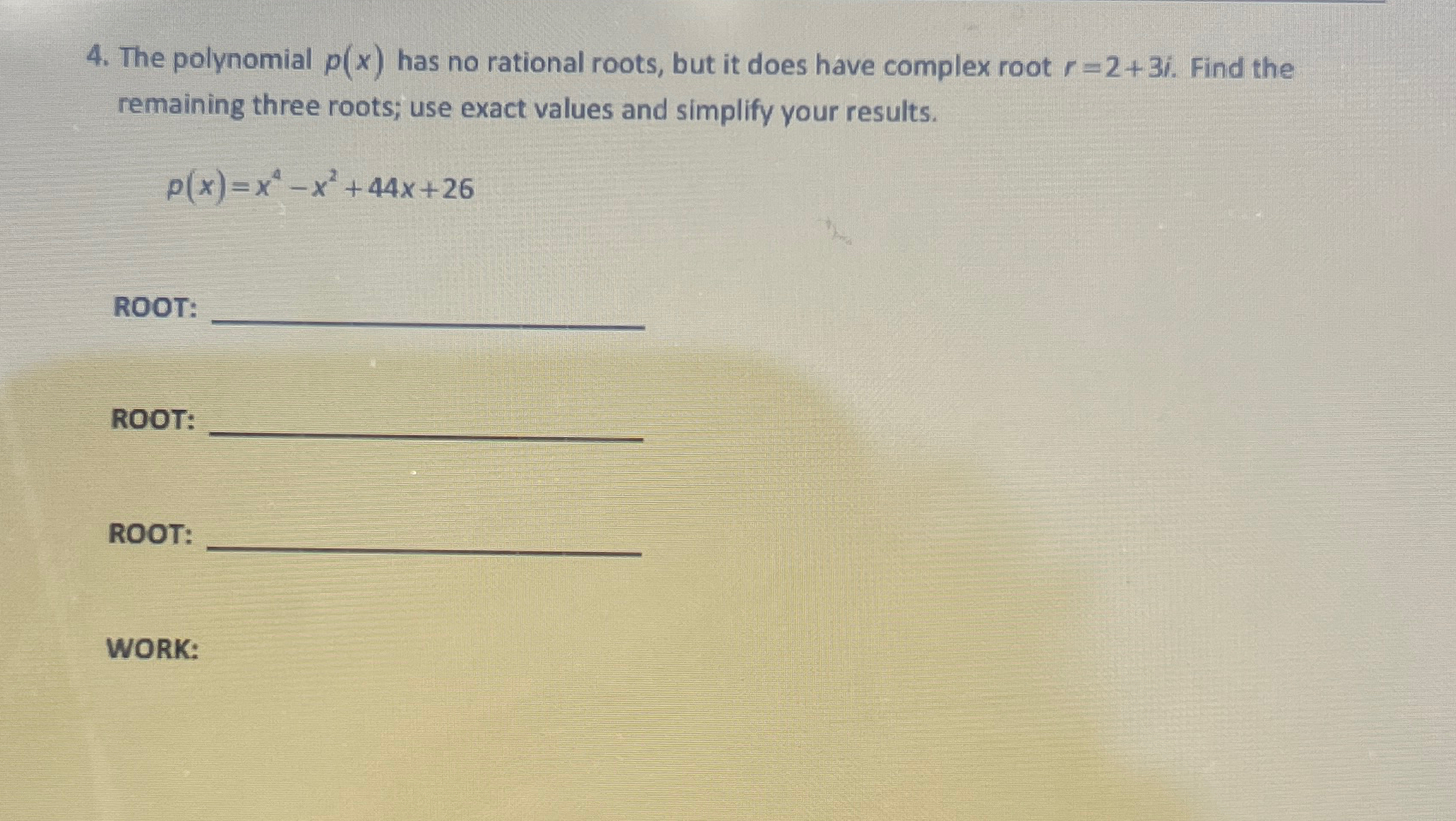Solved The polynomial p(x) ﻿has no rational roots, but it | Chegg.com