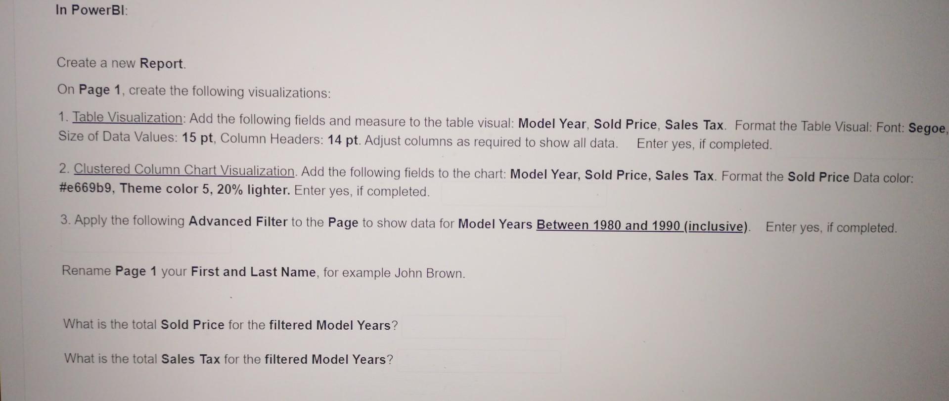 Solved Create a new Report. On Page 1, create the following | Chegg.com