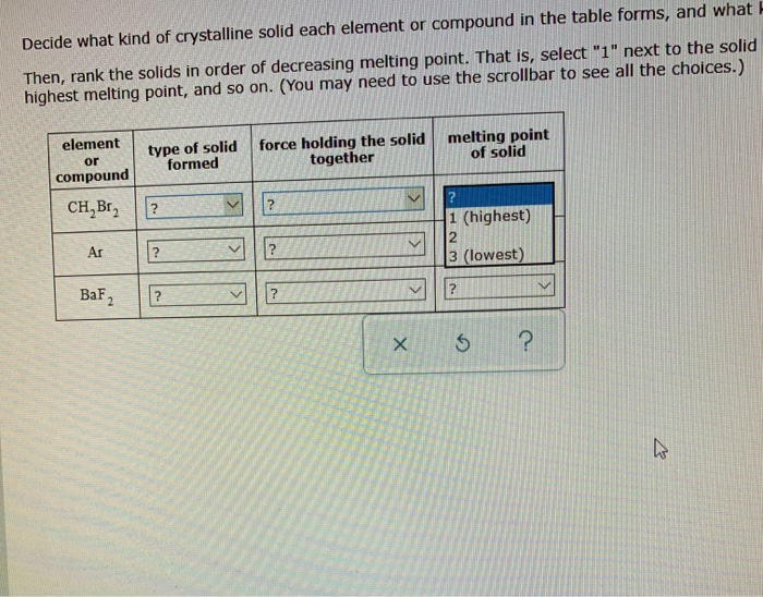 Solved Decide what kind of crystalline solid each element or | Chegg.com