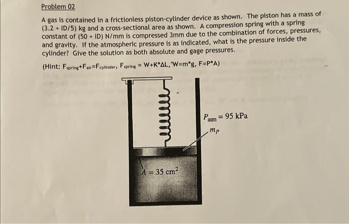 Solved A gas is contained in a frictionless piston-cylinder | Chegg.com