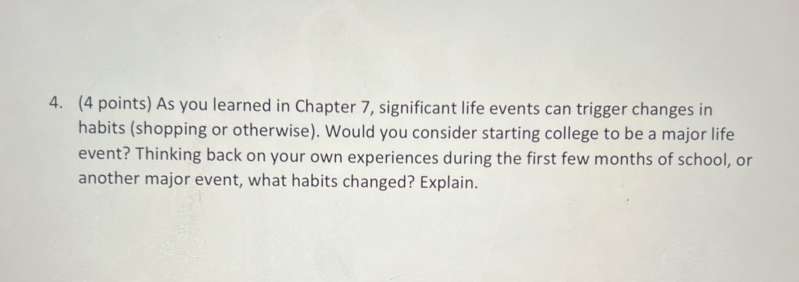 Solved (4 ﻿points) ﻿As you learned in Chapter 7, | Chegg.com