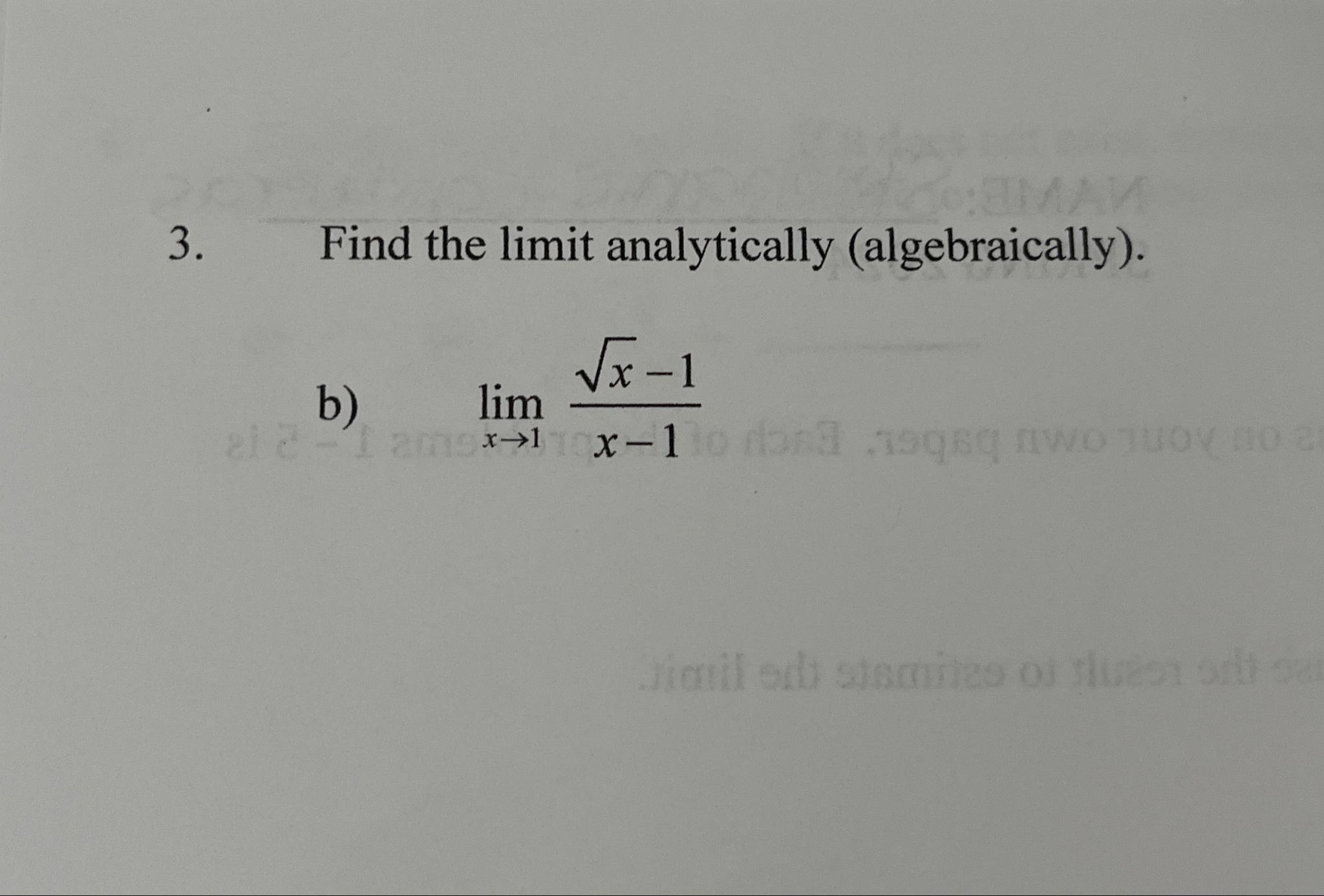 Solved Find the limit analytically | Chegg.com