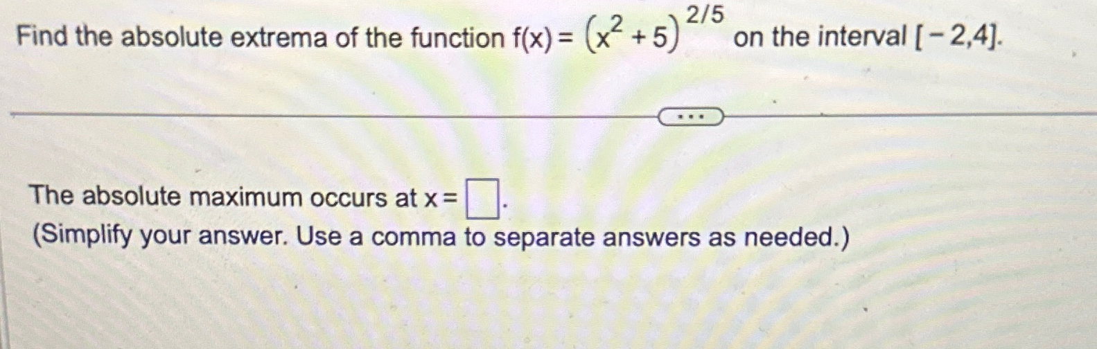 Solved Find the absolute extrema of the function | Chegg.com