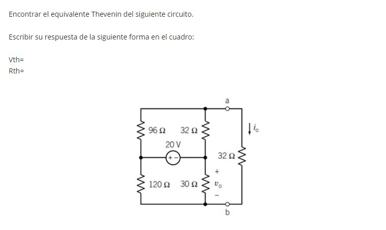 Solved Encontrar el equivalente Thevenin del siguiente | Chegg.com