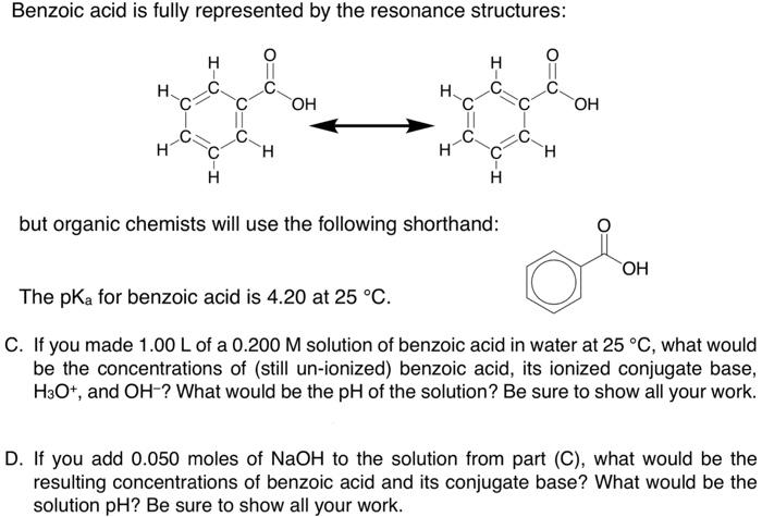 Solved Benzoic acid is fully represented by the resonance | Chegg.com