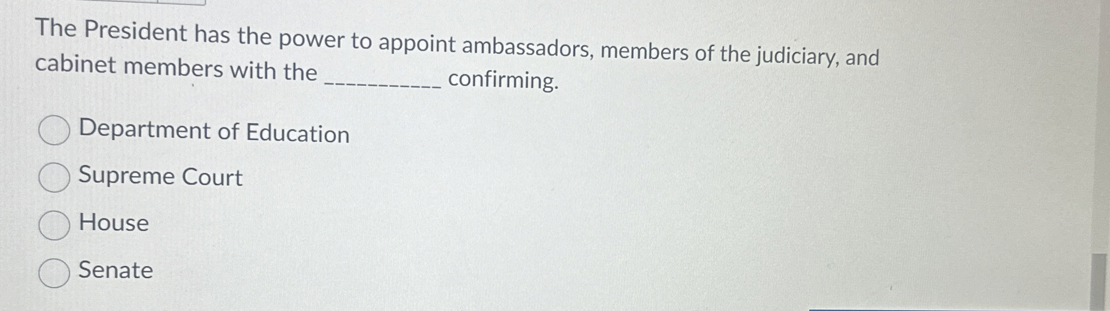 Solved The President has the power to appoint ambassadors, | Chegg.com