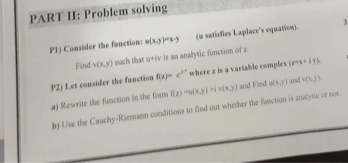 Solved PART II: Problem solving PI) Consider the function: | Chegg.com