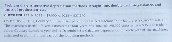 Solved Problem 9-3A Alternative depreciation | Chegg.com