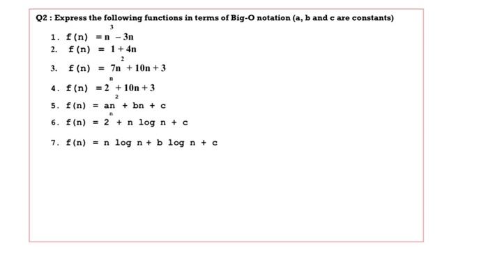 Solved Q2 : Express the following functions in terms of | Chegg.com
