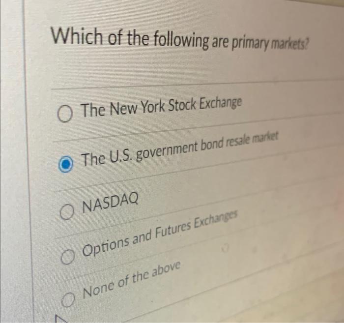 Solved Which of the following are primary markes? The New | Chegg.com
