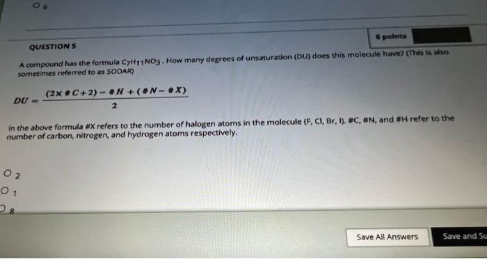 Solved 06 QUESTIONS 6 points A compound has the formula | Chegg.com