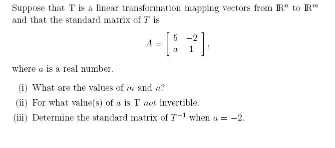 Solved Suppose that T is a linear transformation mapping | Chegg.com