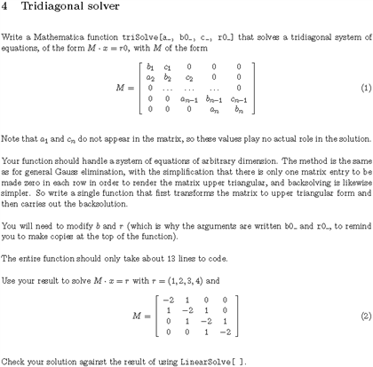 Write a Mathematica function triSolve[a_, b0_, c_, | Chegg.com