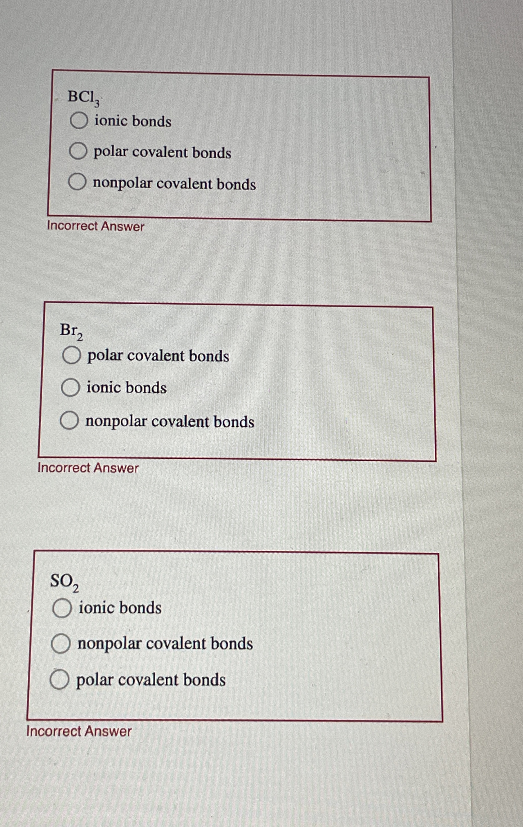 Solved BCl3ionic bondspolar covalent bondsnonpolar covalent | Chegg.com