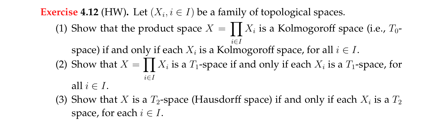Solved Exercise 4.12(HW). ﻿Let (xi,iinI) ﻿be a family of | Chegg.com