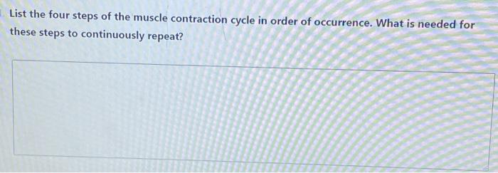 Solved List the four steps of the muscle contraction cycle | Chegg.com